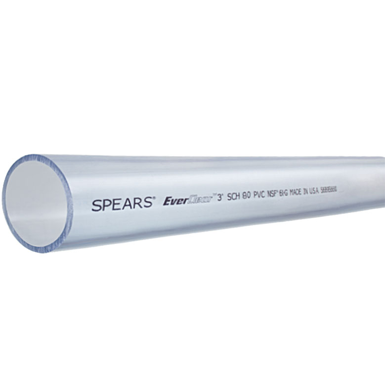 PD-800-010L-10 1"x10' Extruded Plain End Pipe, SCH 80, PVC, Clear ...