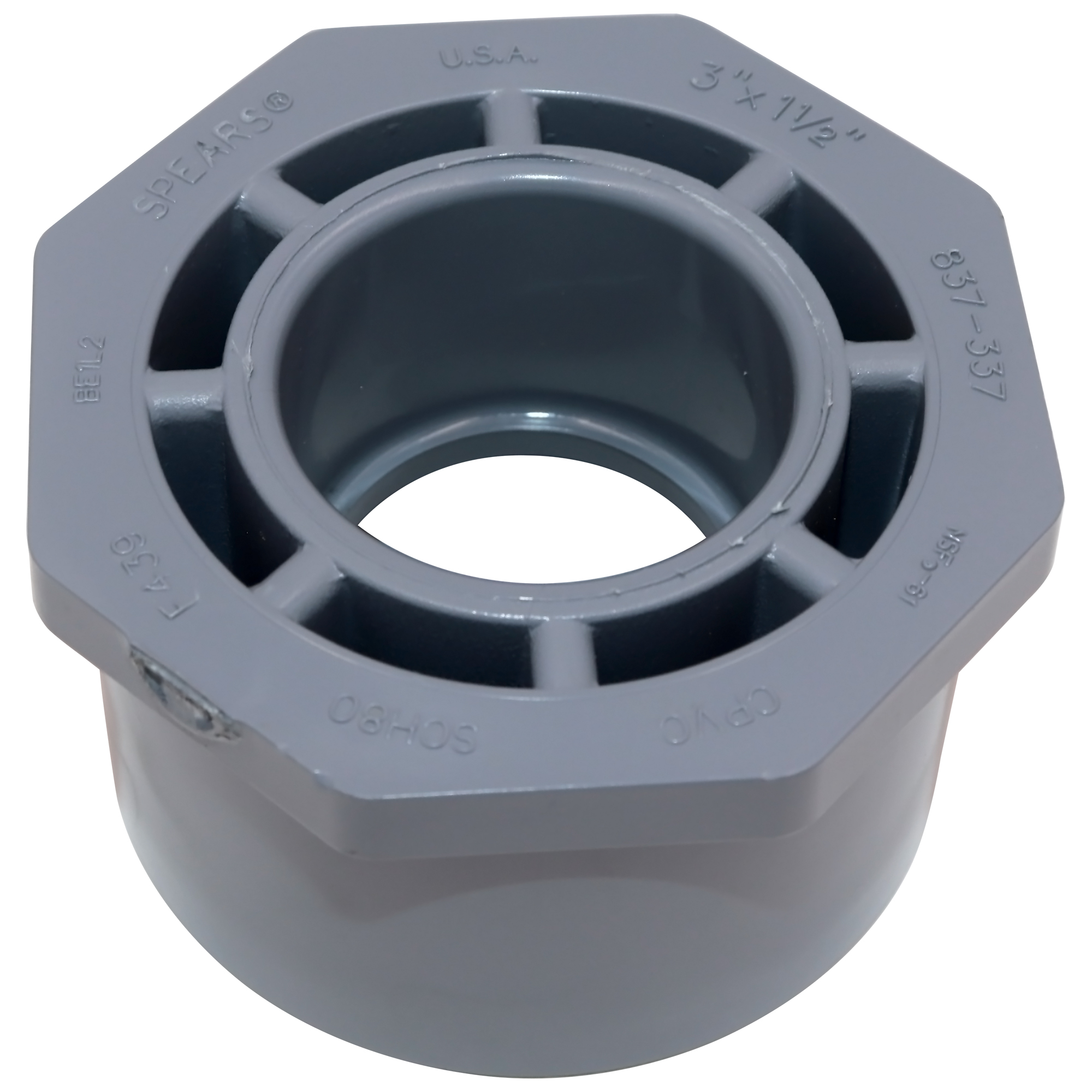 Spears® 837-289C Flush Reducing Bushing, 2-1/2x1 in, SpigotxSocket, SCH ...