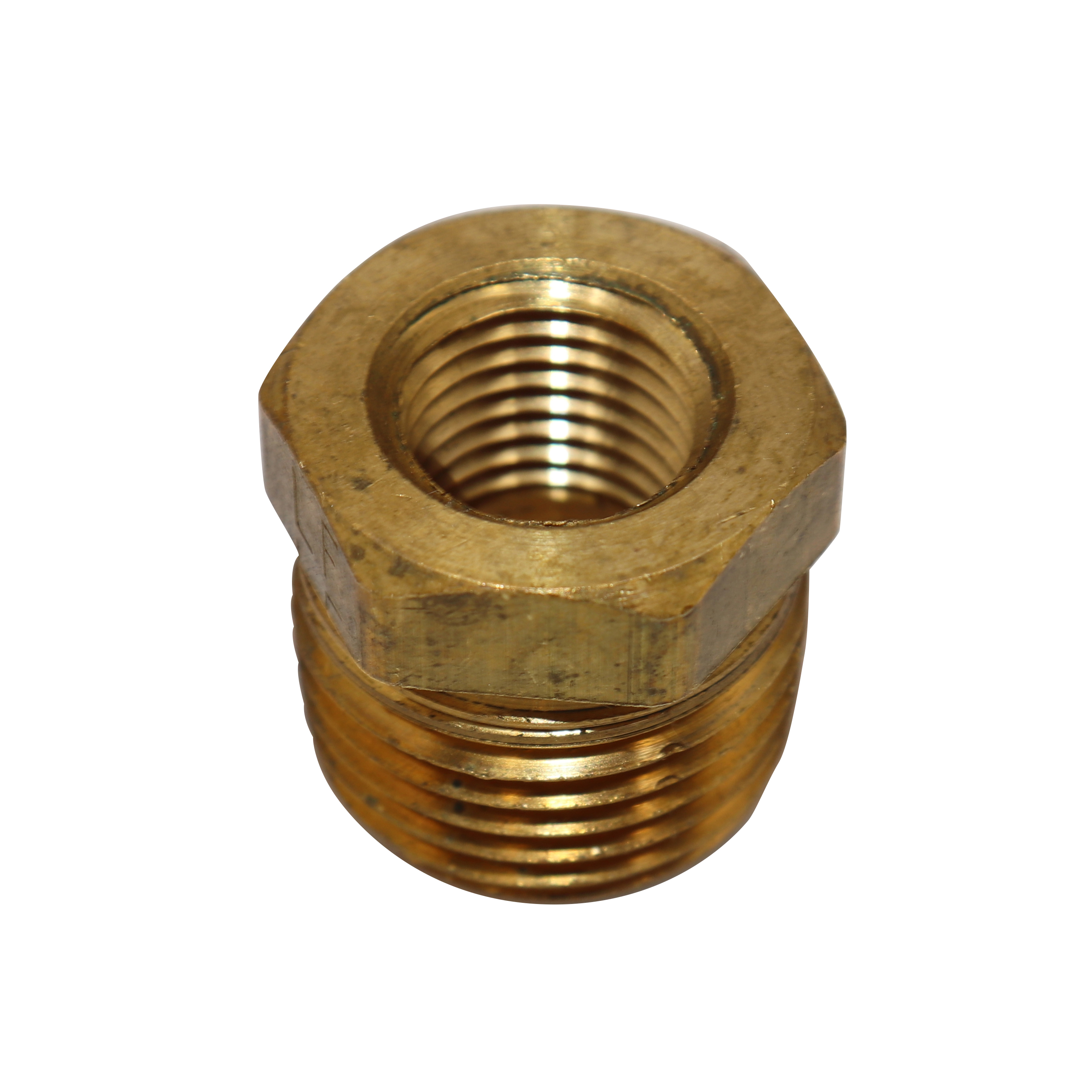 Hex Head Pipe Bushing, 1/2x1/4 in, MNPT, 125 lb, Brass, Rough, Domestic ...