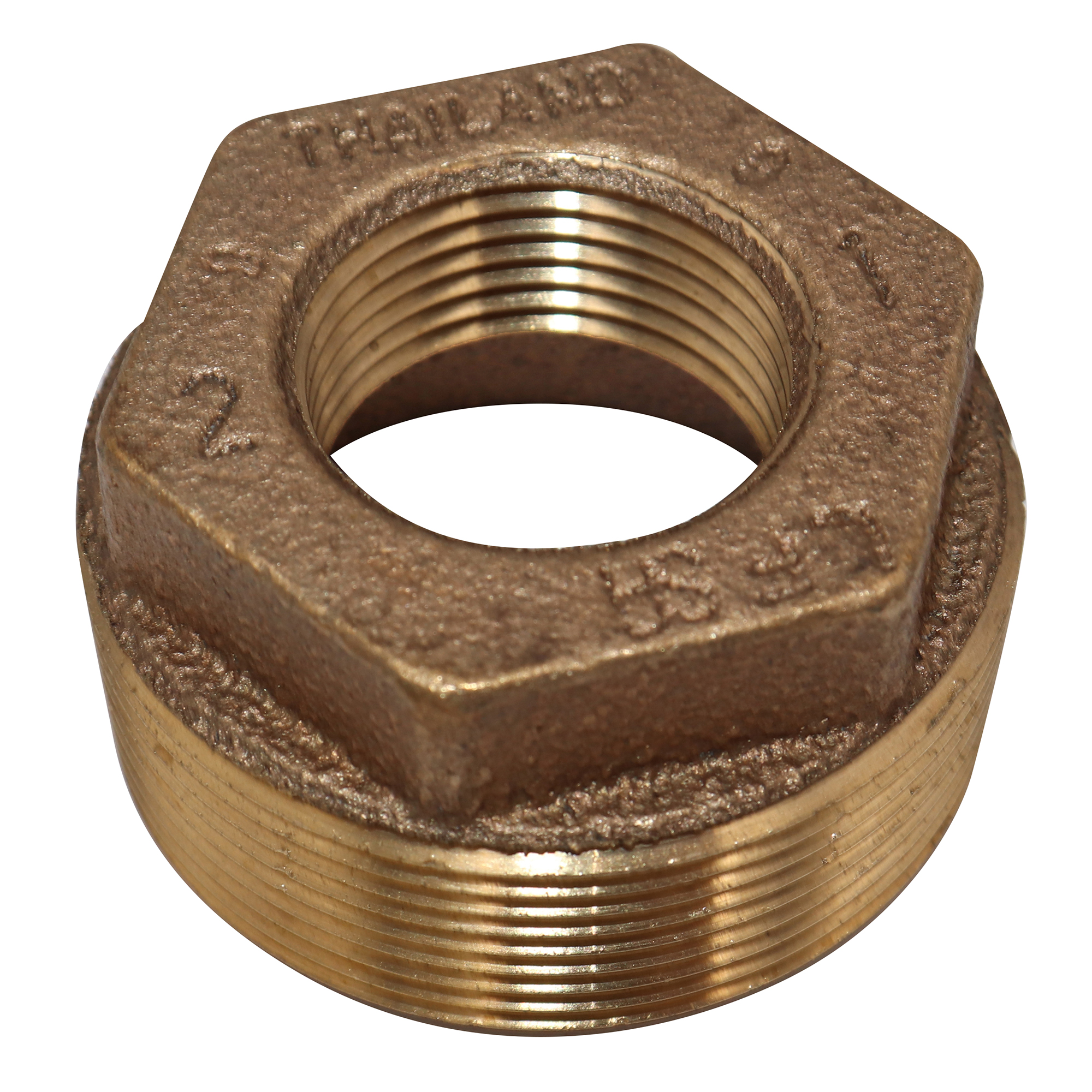 Hex Head Pipe Bushing, 2x1 in, MNPTxFNPT, 125 lb, Brass, Rough, Import ...