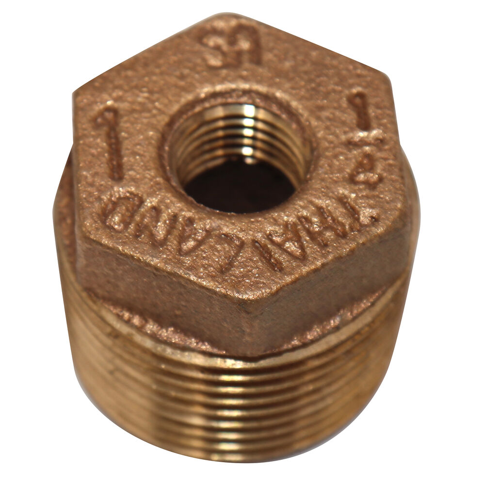 Hex Head Pipe Bushing, 1x1/4", MNPTxFNPT, 125 lb, Brass, Rough, Import ...