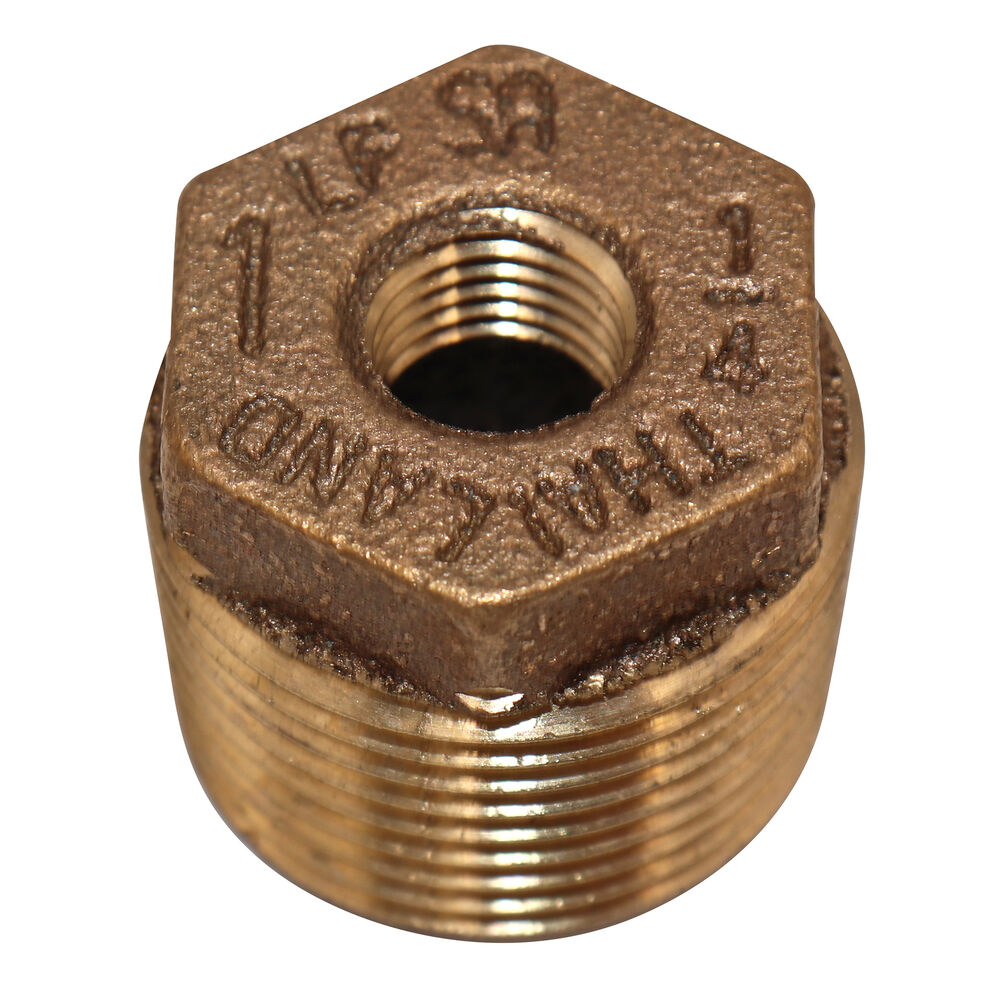 Hex Head Pipe Bushing, 1x1/4", MNPTxFNPT, 125 lb, Brass, Rough, Import ...