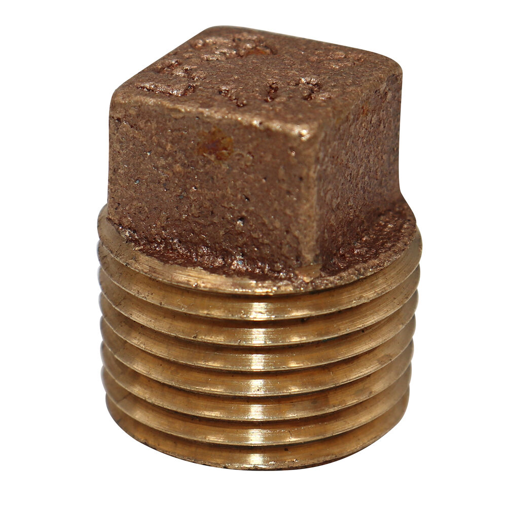 Cored Square Head Plug, 1/2 in, MNPT, 125 lb, Brass, Rough, Import ...