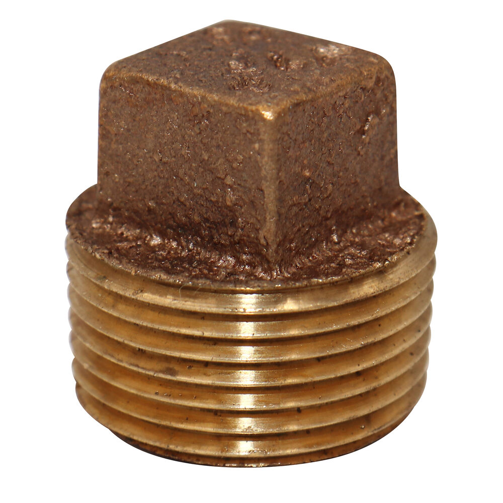 Cored Square Head Plug, 3/4", MNPT, 125 lb, Brass, Rough, Import ...