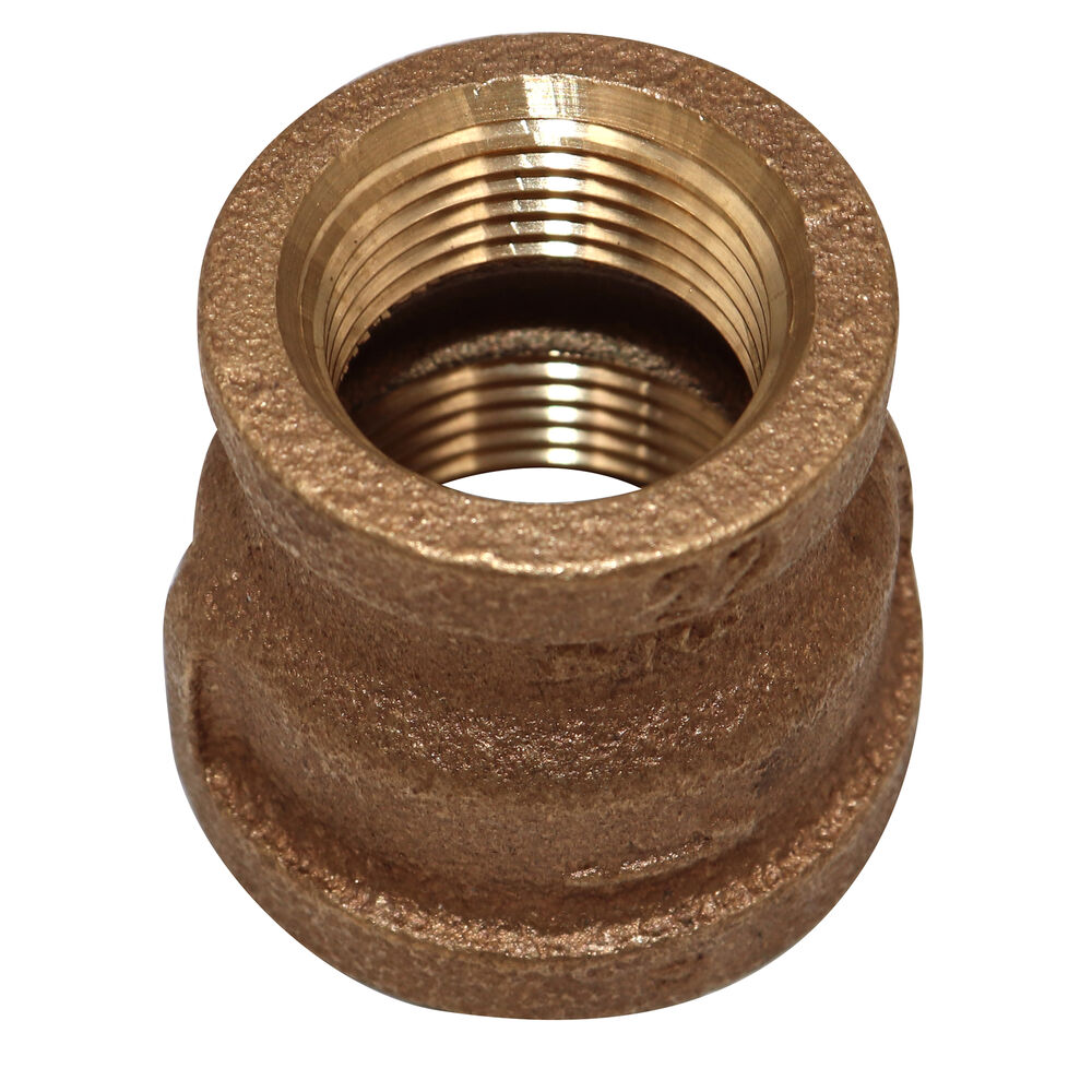 Pipe Reducing Coupling, 1x3/4 in, FNPT, 125 lb, Brass, Rough, Import ...