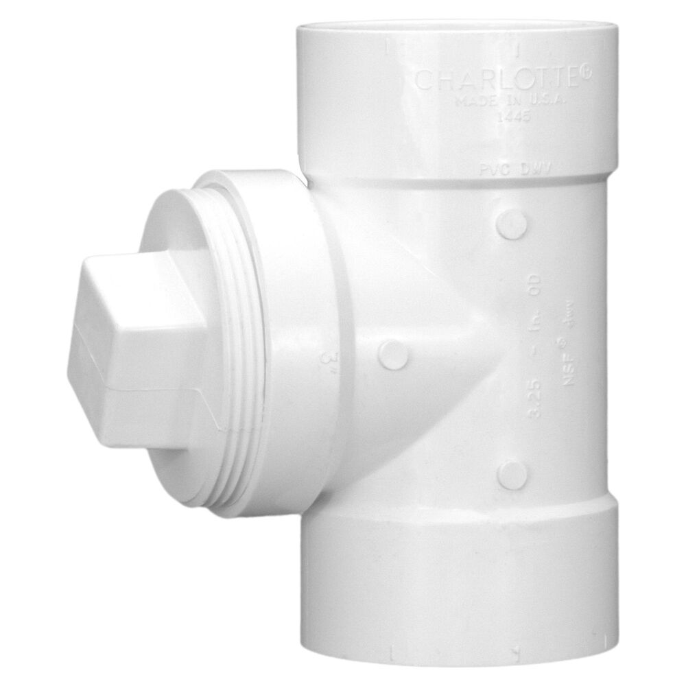 PVC 01444X Tee With Plug, 3" x 3" x 3" Nominal, Hub x Hub x FNPT End ...