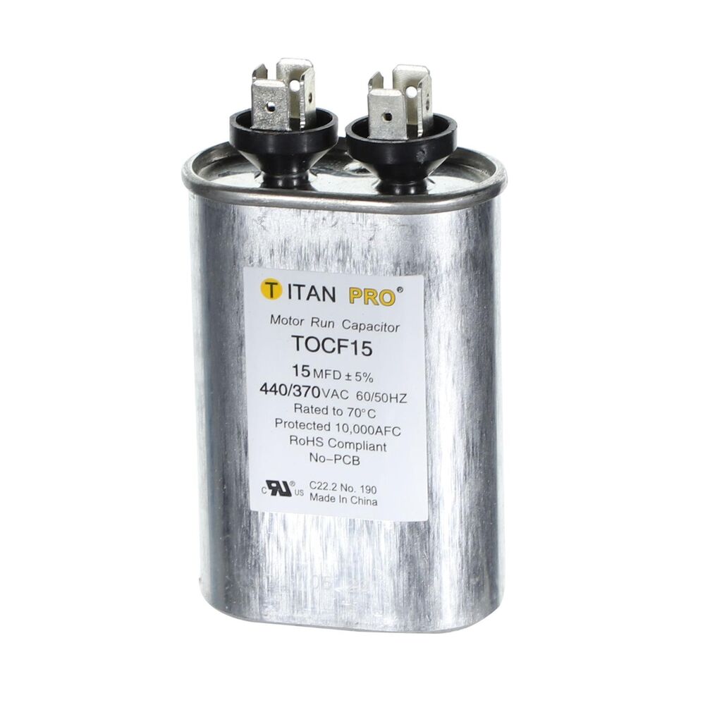 Packard TOCF15 Single Section Run Capacitors, 15 uF, 370/440 VAC, Oval ...
