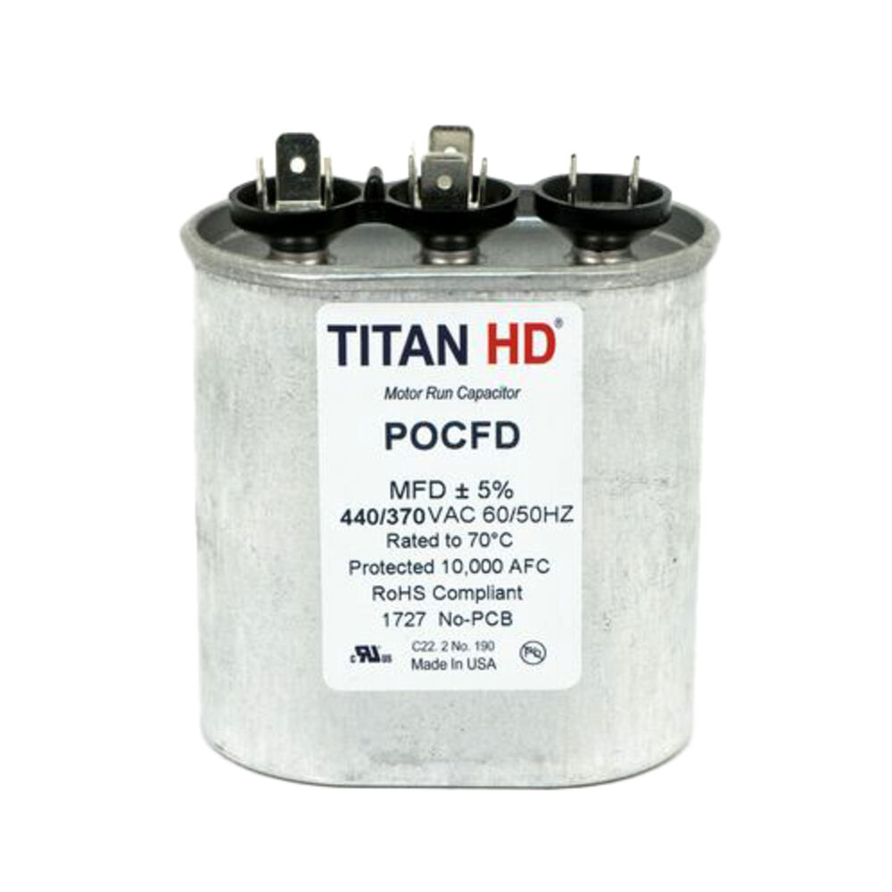 POCD303A TITAN HD 30+3MFD, 370V, Oval Motor Run Capacitor | First Supply