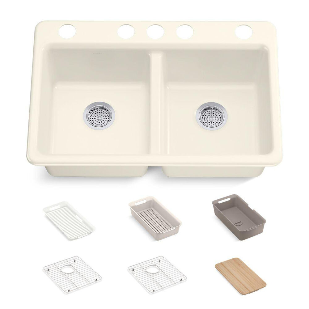 Kohler® 8679-5UPC-96 Riverby® 33" Undermount Equal Double-Bowl ...