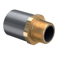836-015BR 1-1/2" Male Adapter, PVC Lined Brass Transition, SocketxMNPT ...