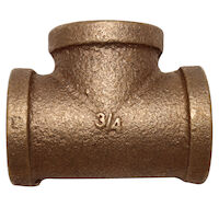 Straight Pipe Tee, 3/4", FNPT, 125 lb, Brass, Rough, Import | First Supply
