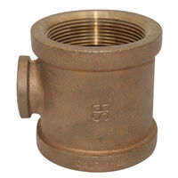 Pipe Reducing Tee, 2x2x3/4 in, FNPT, 125 lb, Brass, Rough, Import ...